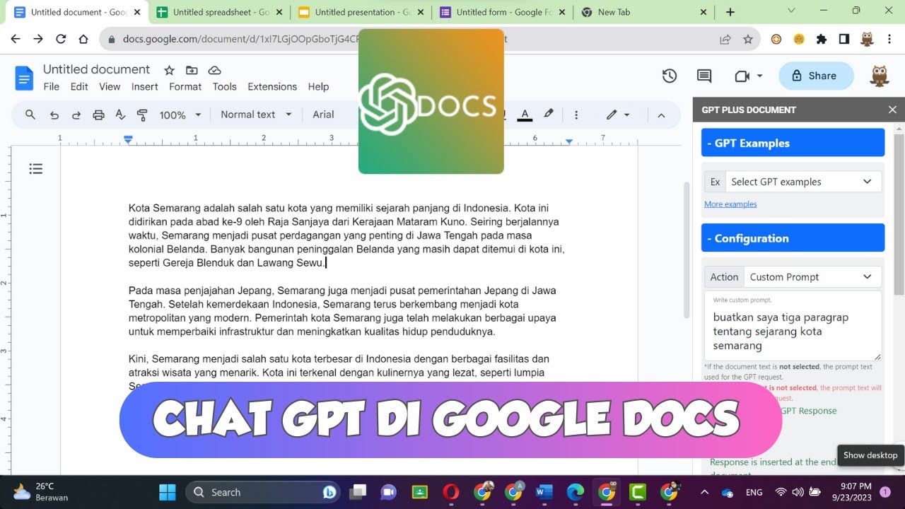 CARA MENGGUNAKAN CHATGPT DI GOOGLE DOCS » chatGPT 活用動画まとめ